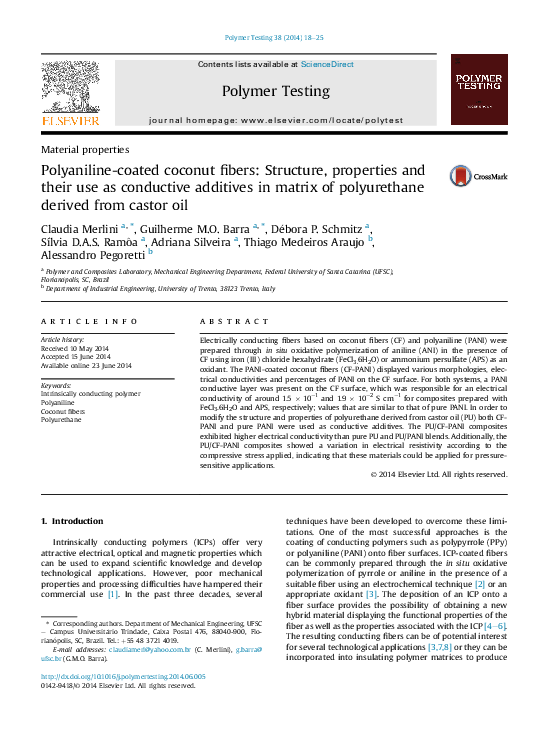(PDF) Polyaniline-coated coconut fibers: Structure, properties and ...