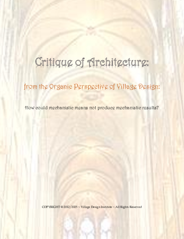 (PDF) Critique of Architecture: From the Organic Perspective of Village ...