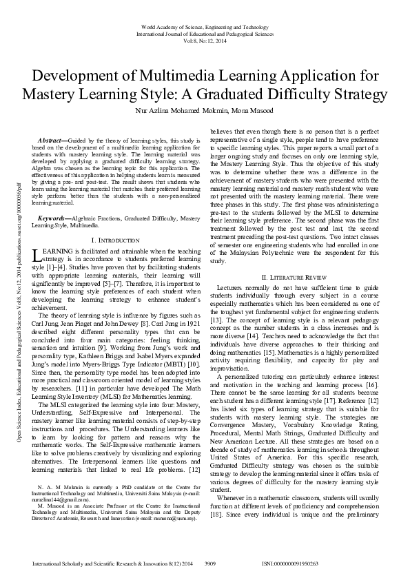 (PDF) Development of a multimedia learning application for mathematics ...