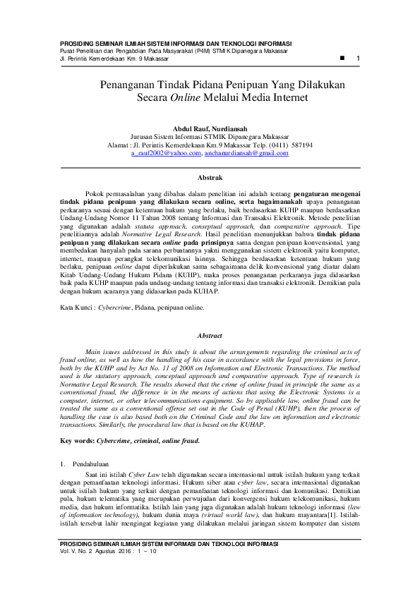 (PDF) PROSIDING SEMINAR ILMIAH SISTEM INFORMASI DAN TEKNOLOGI INFORMASI Pusat Penelitian dan ...