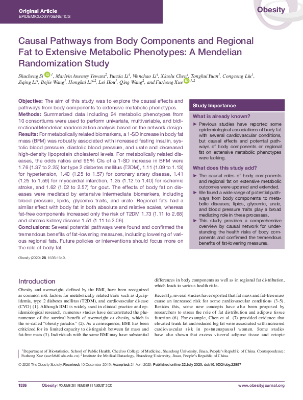 (PDF) Causal Pathways from Body Components and Regional Fat to ...