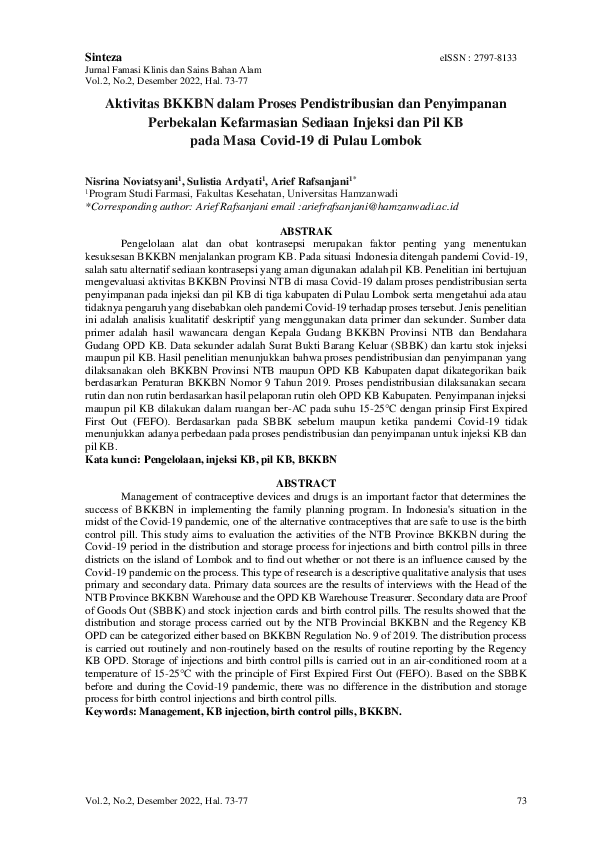 (PDF) Aktivitas BKKBN dalam Proses Pendistribusian dan Penyimpanan ...