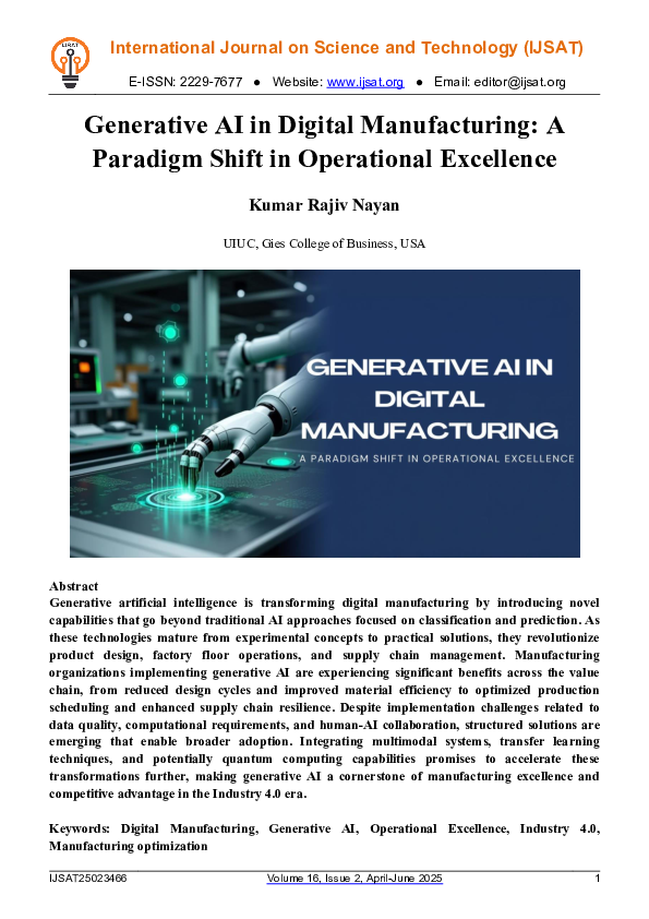 (PDF) Generative AI in Digital Manufacturing: A Paradigm Shift in Operational Excellence