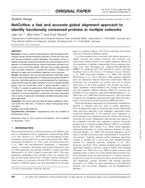 (PDF) NetCoffee: a fast and accurate global alignment approach to ...