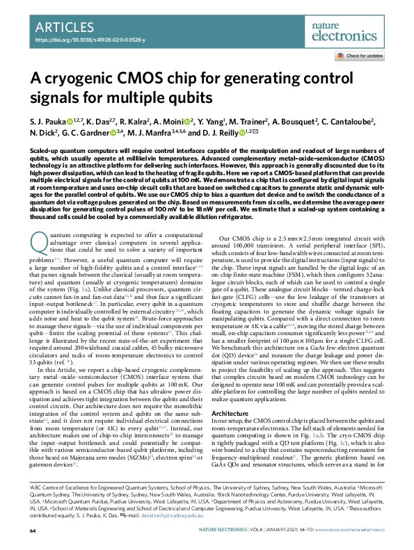 (PDF) A cryogenic CMOS chip for generating control signals for multiple ...