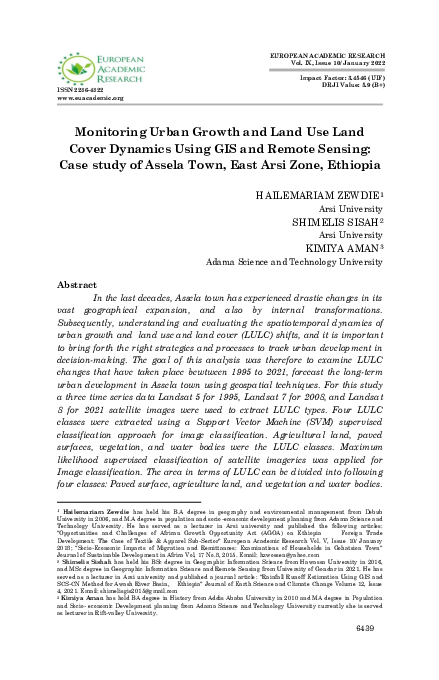(PDF) Monitoring Urban Growth and Land Use Land Cover Dynamics Using GIS and Remote Sensing ...