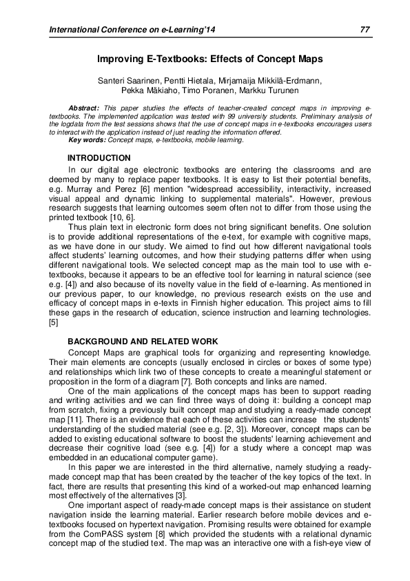 (PDF) Improving E-Textbooks: Effects of Concept Maps