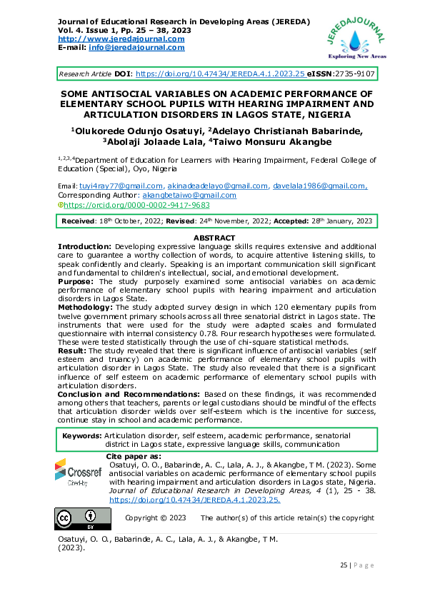 (PDF) Some antisocial variables on academic performance of elementary ...