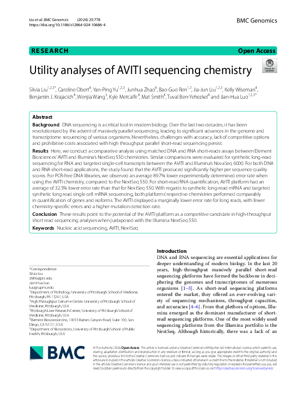 (PDF) Utility analyses of AVITI sequencing chemistry