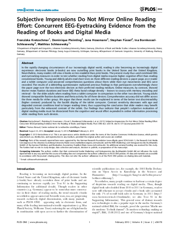 (PDF) Subjective Impressions Do Not Mirror Online Reading Effort ...