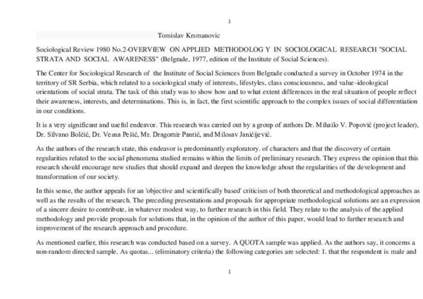 (PDF) Sociological Review 1980 No.2-OVERVIEW ON APPLIED METHODOLOGY IN ...