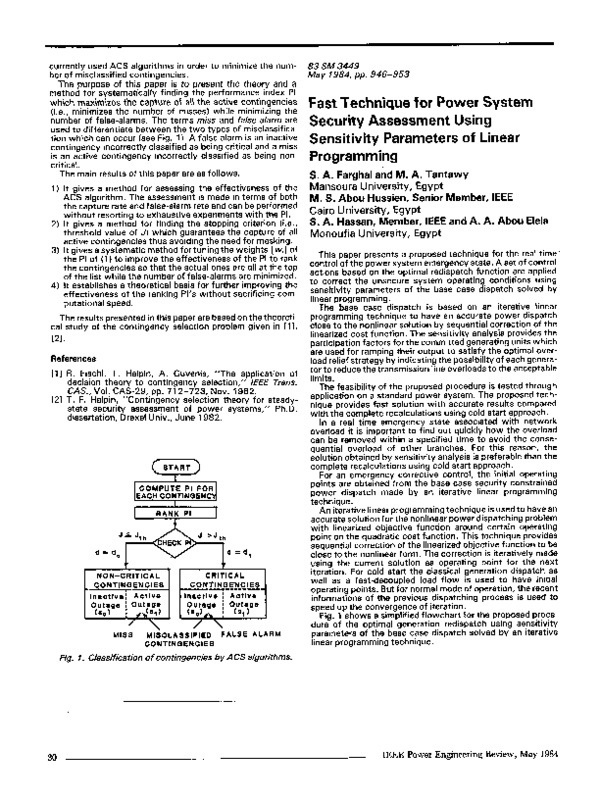 (PDF) Fast Technique for Power System Security Assessment Using ...
