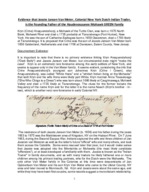 (PDF) Evidence that Jooste Jansen Van Meter, Colonial New York Dutch ...