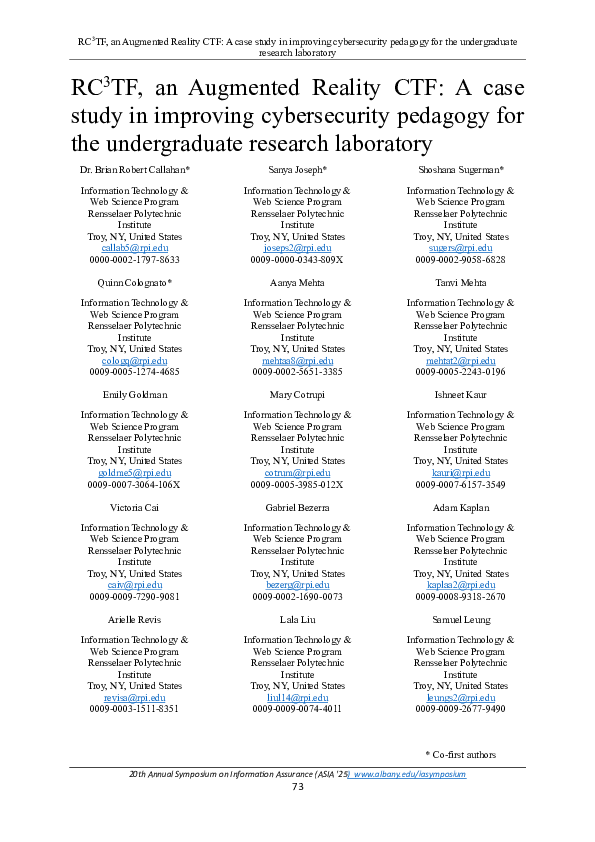 (PDF) RC3TF, an Augmented Reality CTF: A case study in improving ...