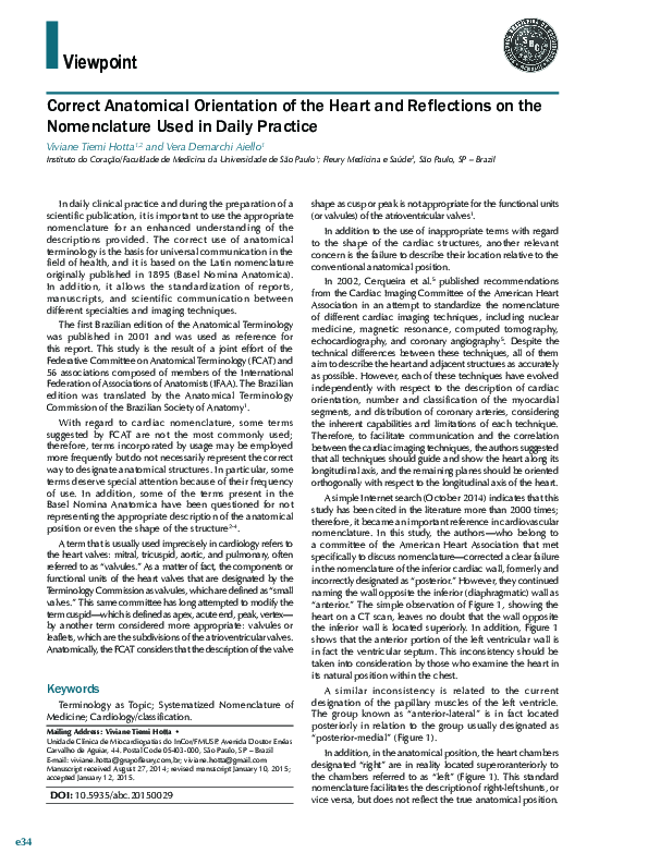 (PDF) Correct Anatomical Orientation of the Heart and Reflections on ...