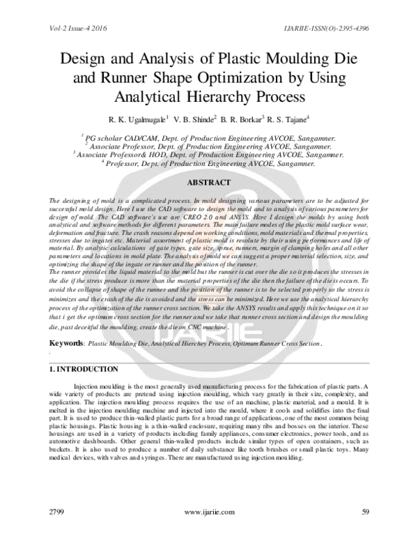 (PDF) Design and Analysis of Plastic Moulding Die and Runner Shape Optimization by Using ...