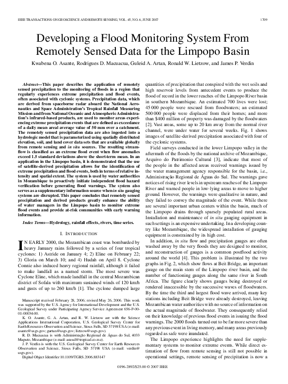 (PDF) Developing a Flood Monitoring System From Remotely Sensed Data ...