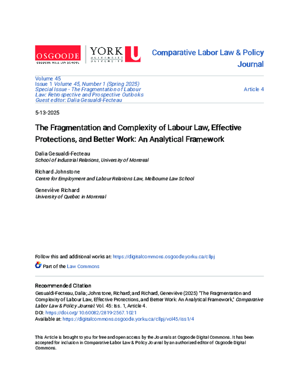(PDF) The Fragmentation and Complexity of Labour Law, Effective ...
