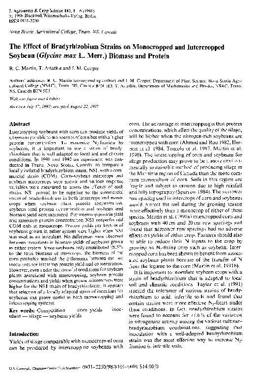(PDF) The Effect of Bradyrhizobium Strains on Monocropped and ...