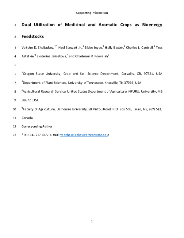 (PDF) Dual Utilization of Medicinal and Aromatic Crops as Bioenergy ...