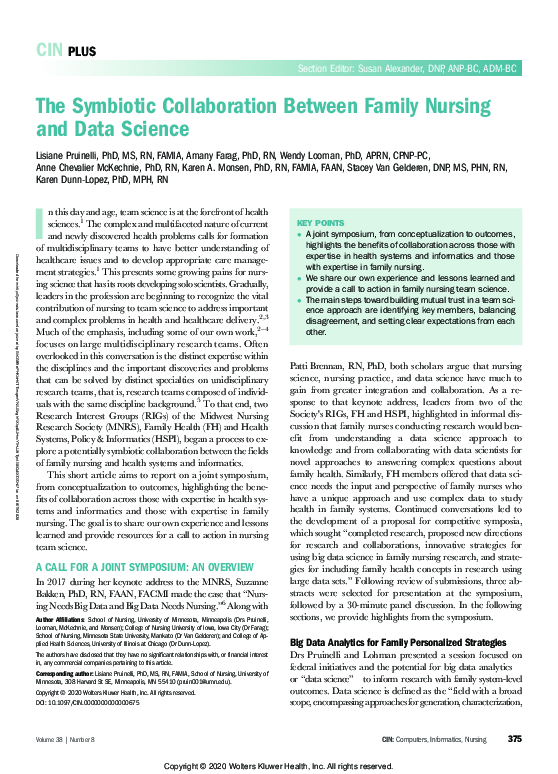 (PDF) The Symbiotic Collaboration Between Family Nursing and Data Science