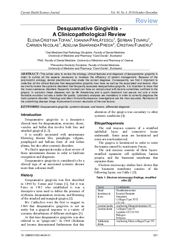 (PDF) Desquamative Gingivitis - A Clinicopathological Review