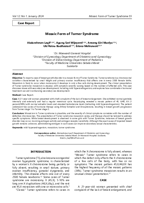 (PDF) Mosaic Form of Turner Syndrome