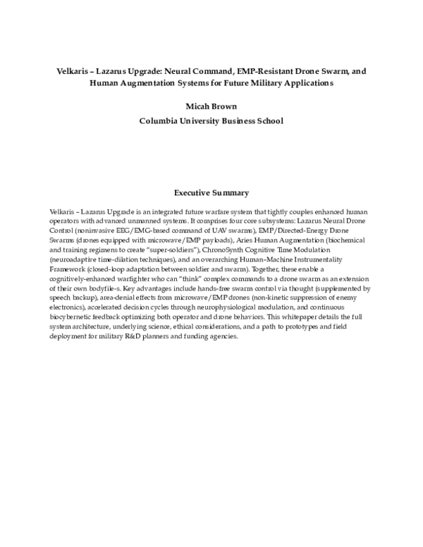 (PDF) Velkaris -Lazarus Upgrade: Neural Command, EMP-Resistant Drone ...