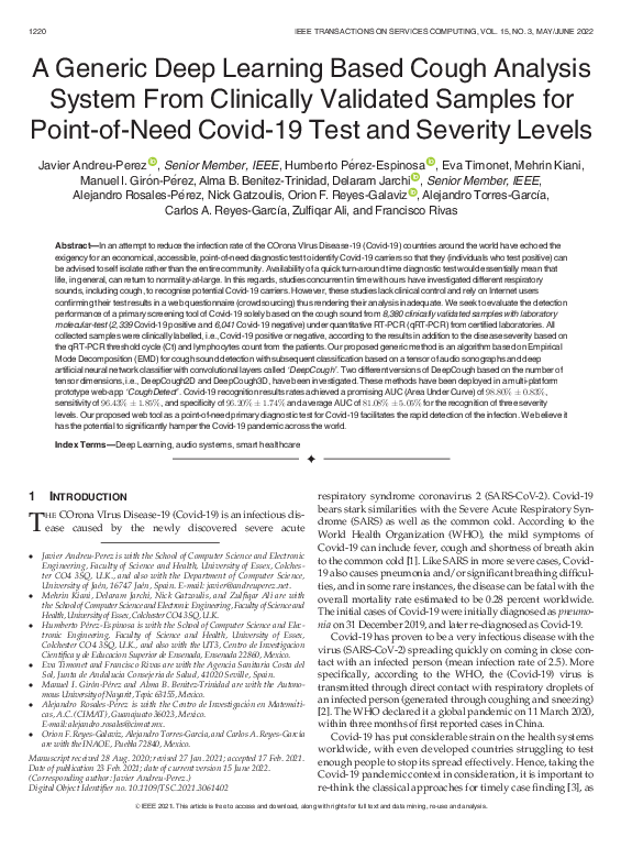 (PDF) A Generic Deep Learning Based Cough Analysis System From Clinically Validated Samples for ...