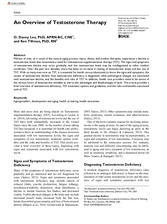 (PDF) An Overview of Testosterone Therapy