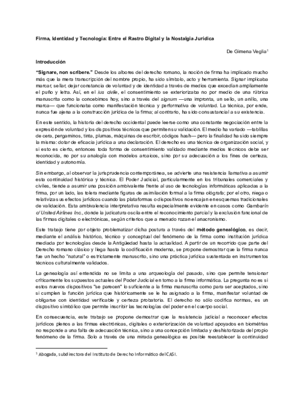 (PDF) Firma, Identidad y Tecnología: Entre el Rastro Digital y la Nostalgia Jurídica