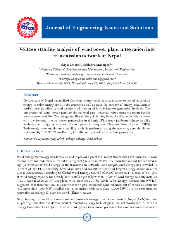 (PDF) Voltage stability analysis of wind power plant integration into ...