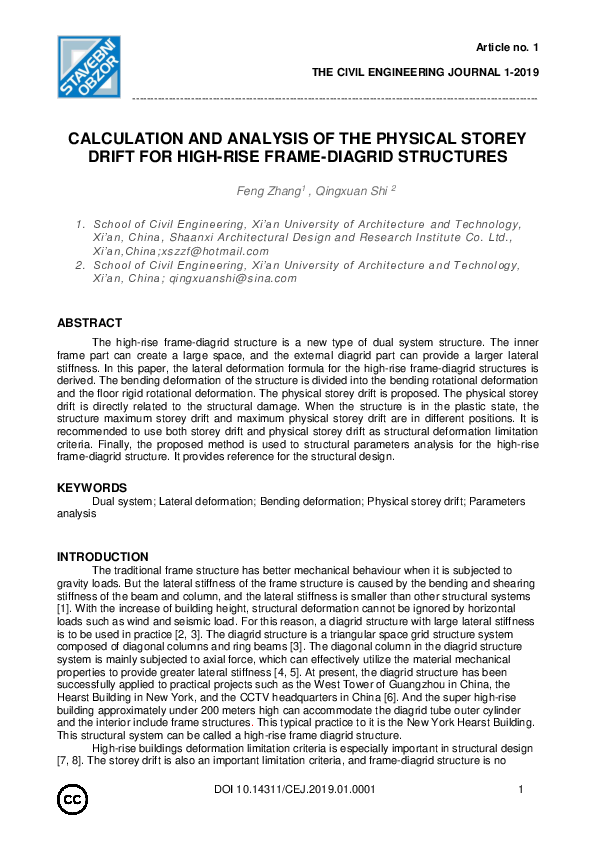 (PDF) Calculation and Analysis of the Physical Storey Drift for High ...