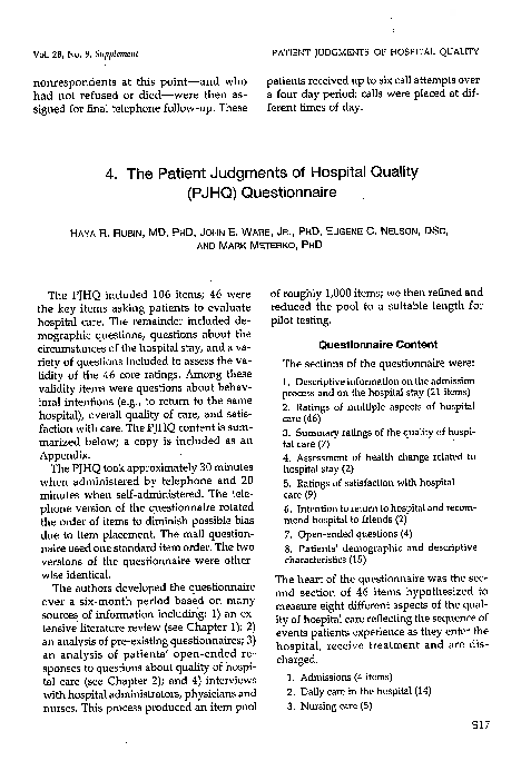 (PDF) 4. The Patient Judgments of Hospital Quality (PJHQ) Questionnaire