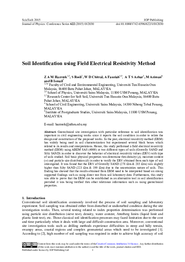 (PDF) Soil Identification using Field Electrical Resistivity Method