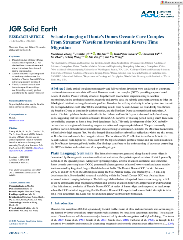 (PDF) Seismic Imaging of Dante's Domes Oceanic Core Complex From ...