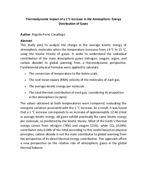 (PDF) Thermodynamic Impact of a 1°C Increase in the Atmosphere: Energy ...