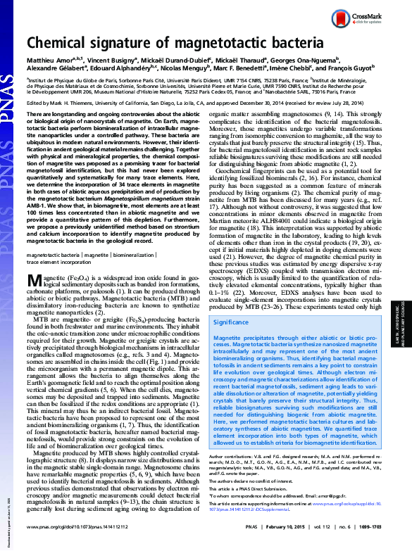 (PDF) Chemical signature of magnetotactic bacteria