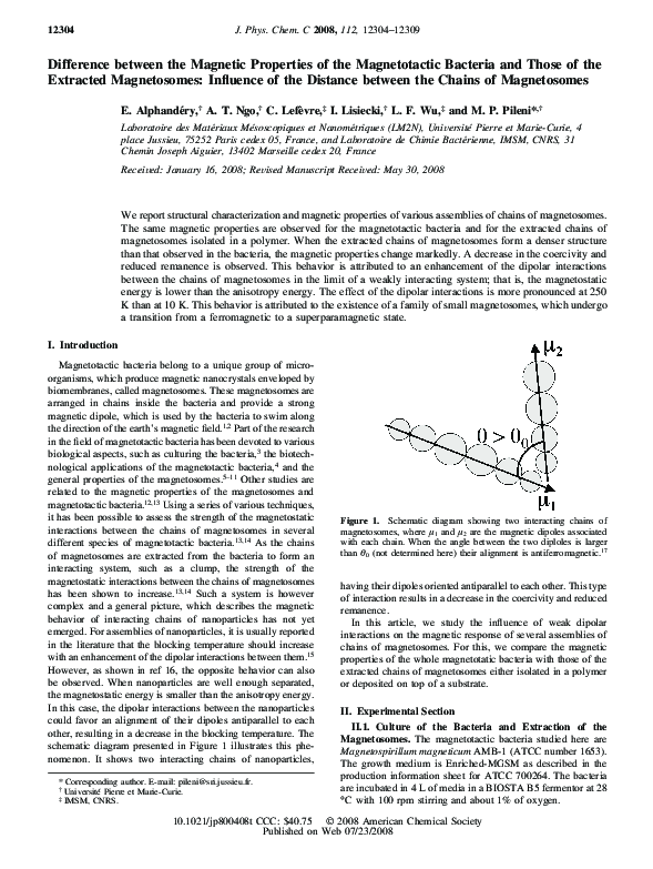 (PDF) Difference between the Magnetic Properties of the Magnetotactic ...