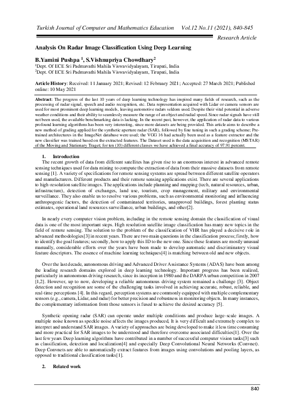 (PDF) Analysis On Radar Image Classification Using Deep Learning