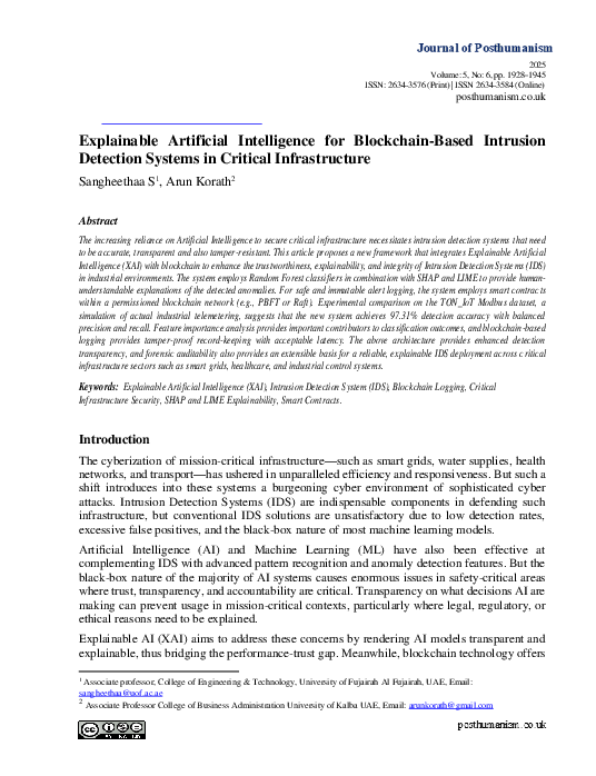(PDF) Explainable Artificial Intelligence for Blockchain-Based Intrusion Detection Systems in ...