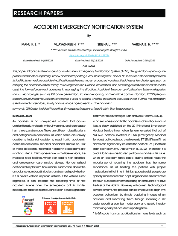 (PDF) Accident Emergency Notification System (AENS)