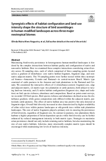 (PDF) Synergistic effects of habitat configuration and land-use ...