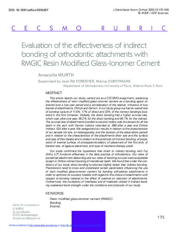 (PDF) Evaluation of the effectiveness of indirect bonding of ...