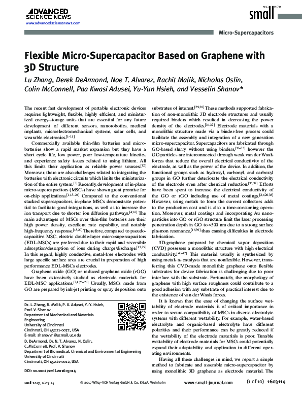 (PDF) Flexible Micro-Supercapacitor Based on Graphene with 3D Structure