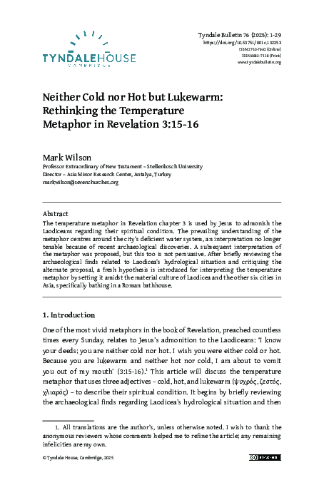 (PDF) Neither Cold nor Hot but Lukewarm: Rethinking the Temperature ...