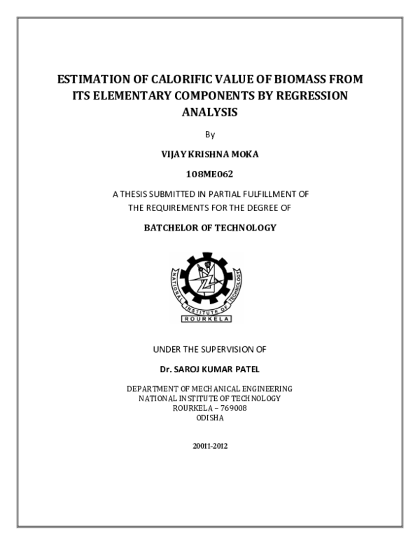(PDF) Estimation of Calorific Value of Biomass from Its Elementary ...