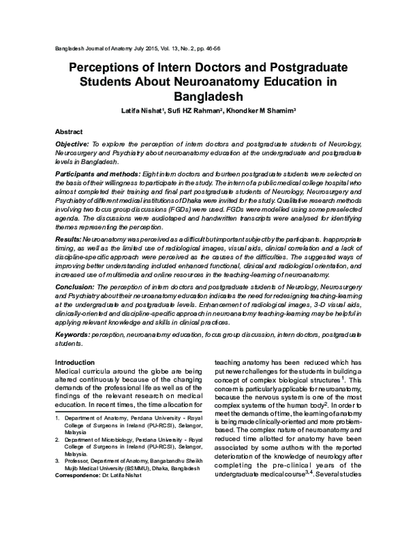 (PDF) Perceptions of Intern Doctors and Postgraduate Students About ...