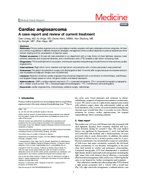 (PDF) Cardiac angiosarcoma