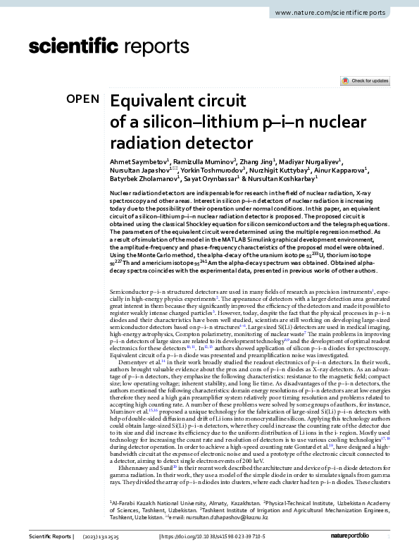 (PDF) Equivalent circuit of a silicon–lithium p–i–n nuclear radiation ...